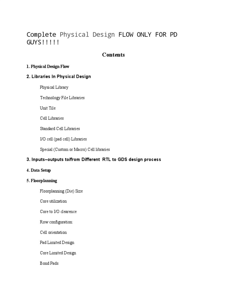 PD Detail Flow in Short PDF | Download Free PDF | Electronic Design ...
