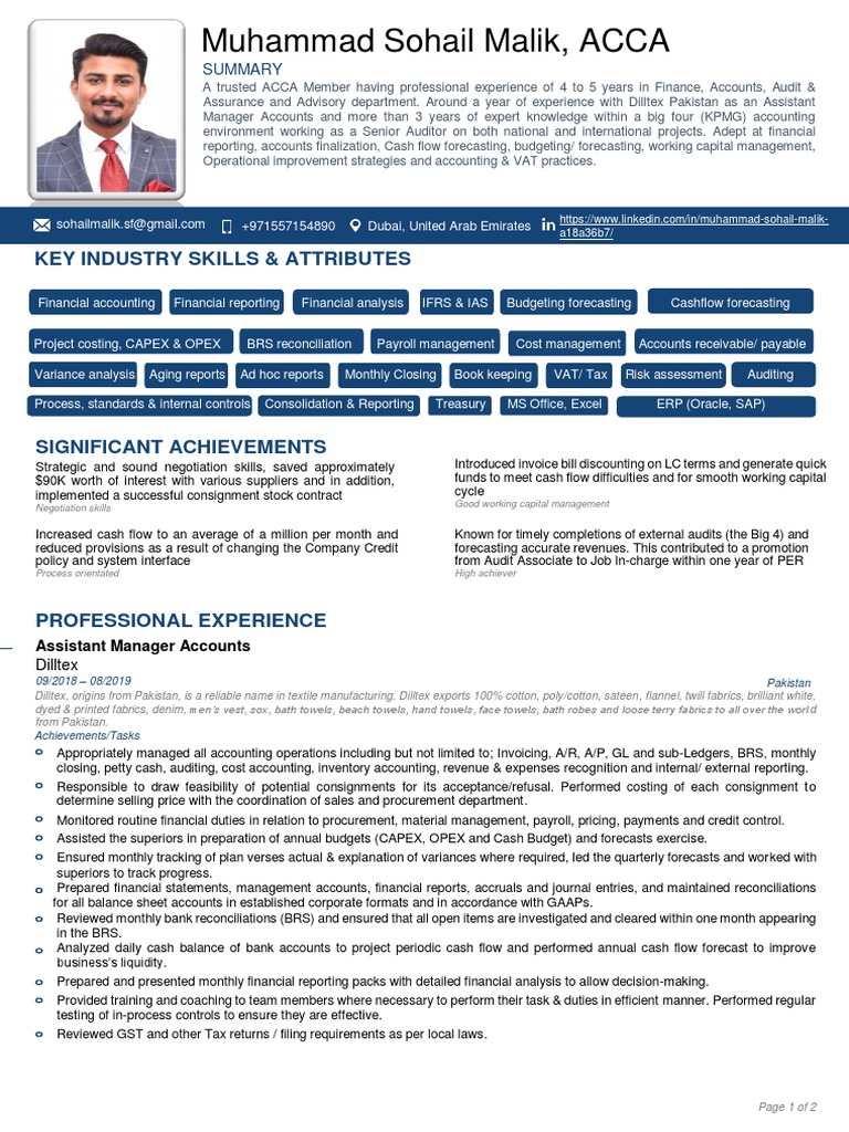Sohail Malik - CV PDF | PDF | International Financial Reporting ...