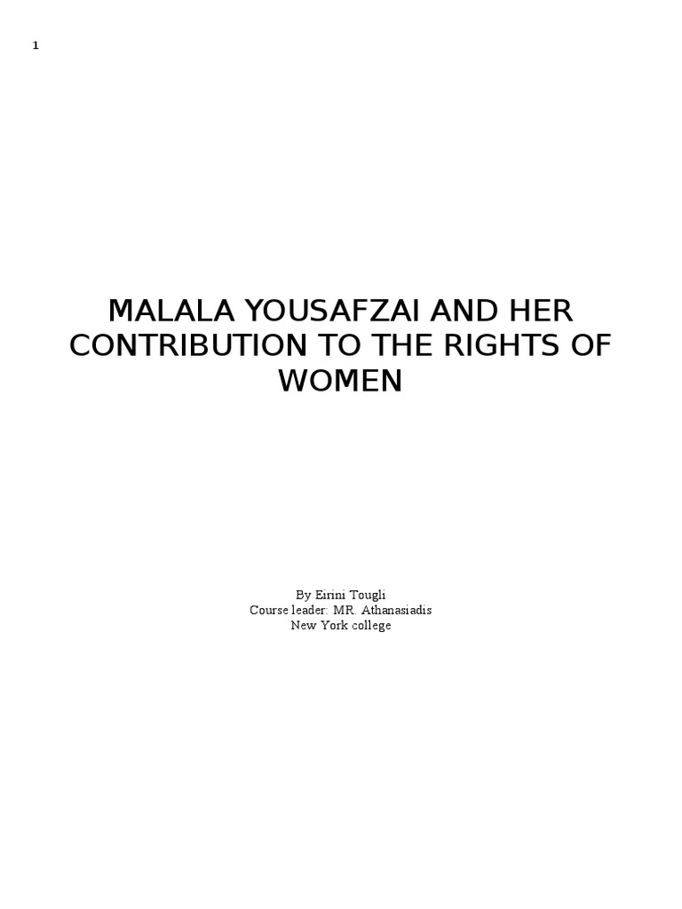 An Informative Speech About Malala Yousafzai and Her Contributions To ...