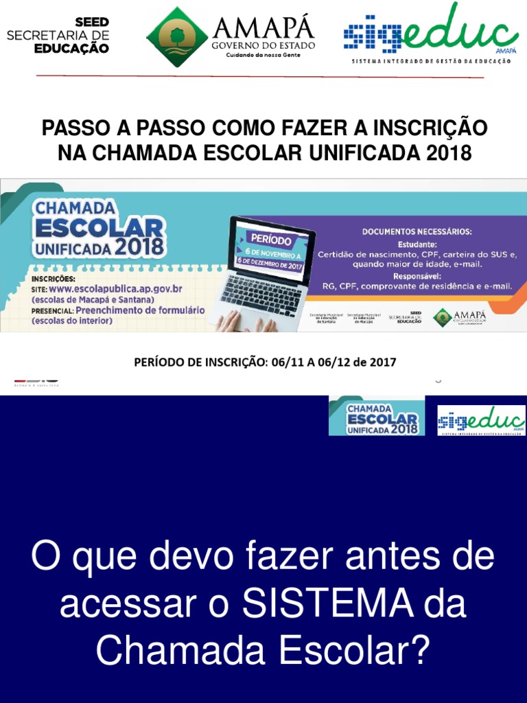Tutorial Chamada Escolar 2018 PDF | PDF | Escolas | Ensinar e aprender