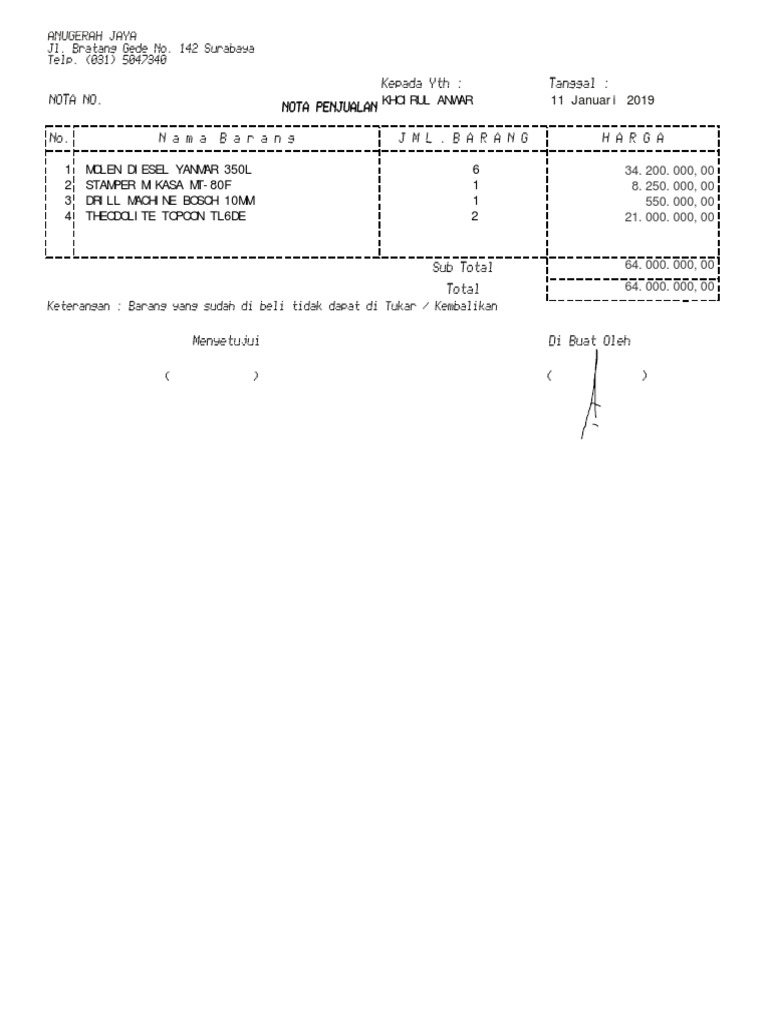 Nota Pembelian PDF | PDF