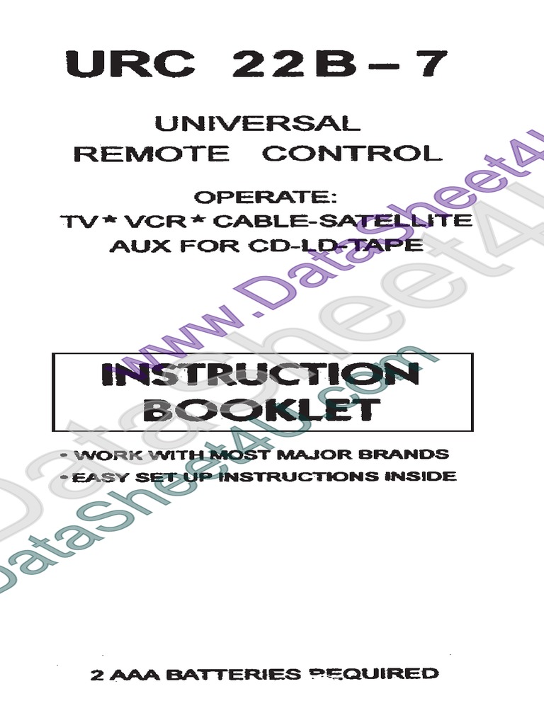 Manuale Telecomando Universale Urc22b | PDF