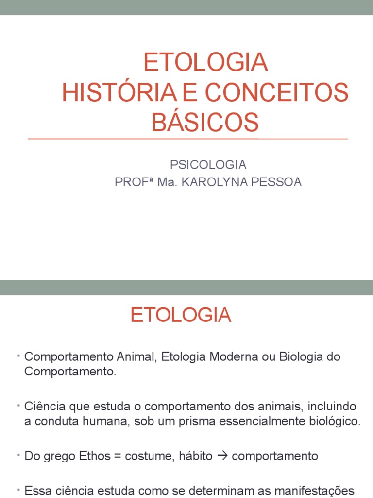ETOLOGIA Historia e Conceitos Básicos | PDF | Etologia | Comportamento