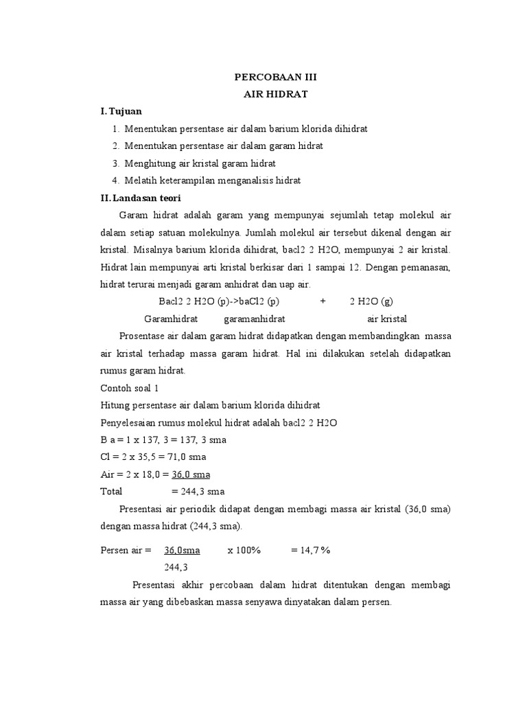 Persentase Air dalam Garam Hidrat | PDF