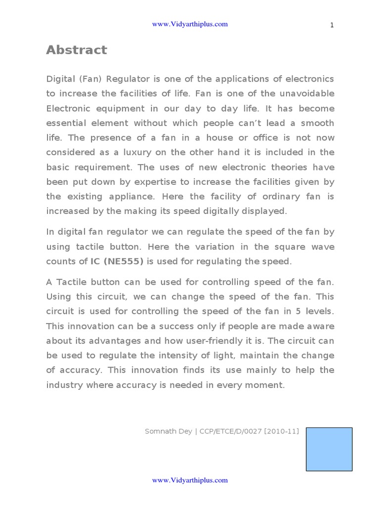 Digital Fan Speed Regulator Circuit | PDF | Printed Circuit Board ...