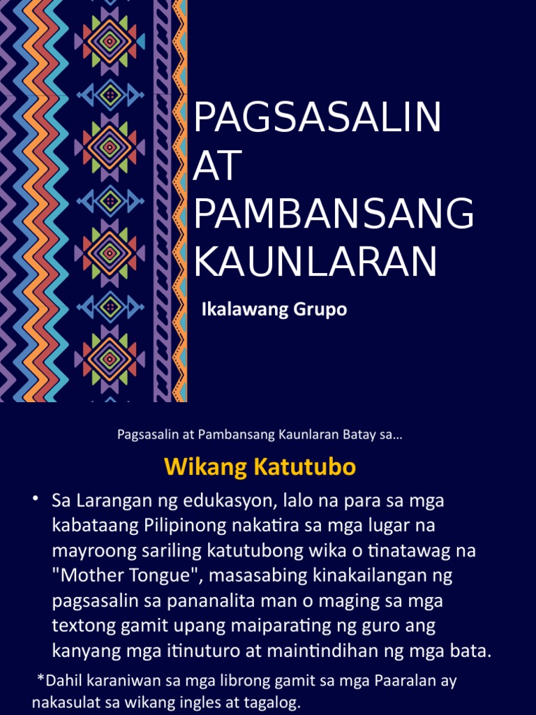 Pangalawang Grupo Pagsasalin Sa Wikang Filipino | PDF