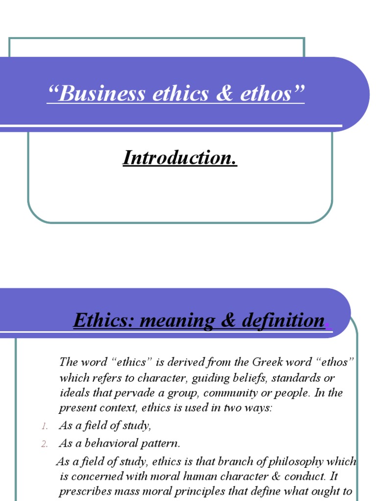 Business Ethics & Ethos | PDF | Value (Ethics) | Morality