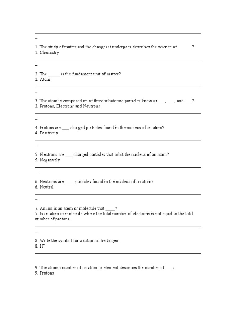 Chemistry Semester 1 Review Quiz | PDF | Atoms | Proton