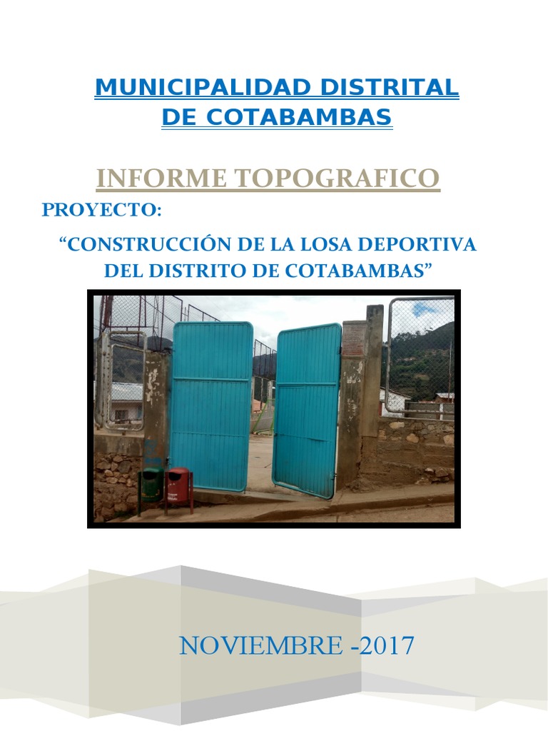 Informe Topografico Losa Deportiva | PDF | Visualización (Gráficos) | Topografía