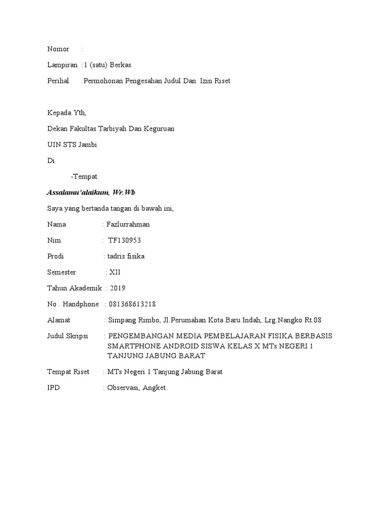 Surat Izin Riset | PDF