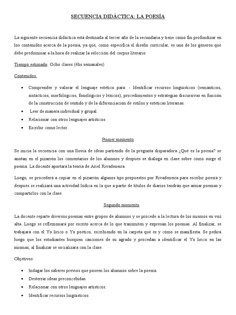 Secuencia Didactica | PDF | Metro (poesía) | Poesía