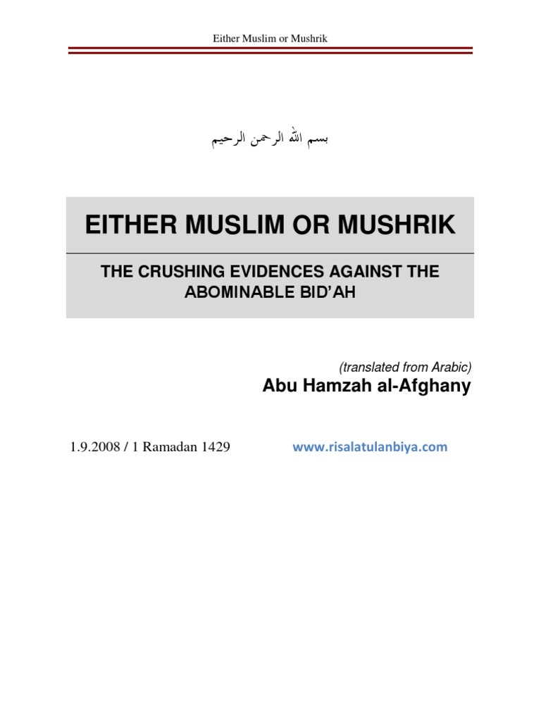 Either Muslim or Mushrik by Abu Hamza Al Afghany | PDF | Kafir | Tawhid