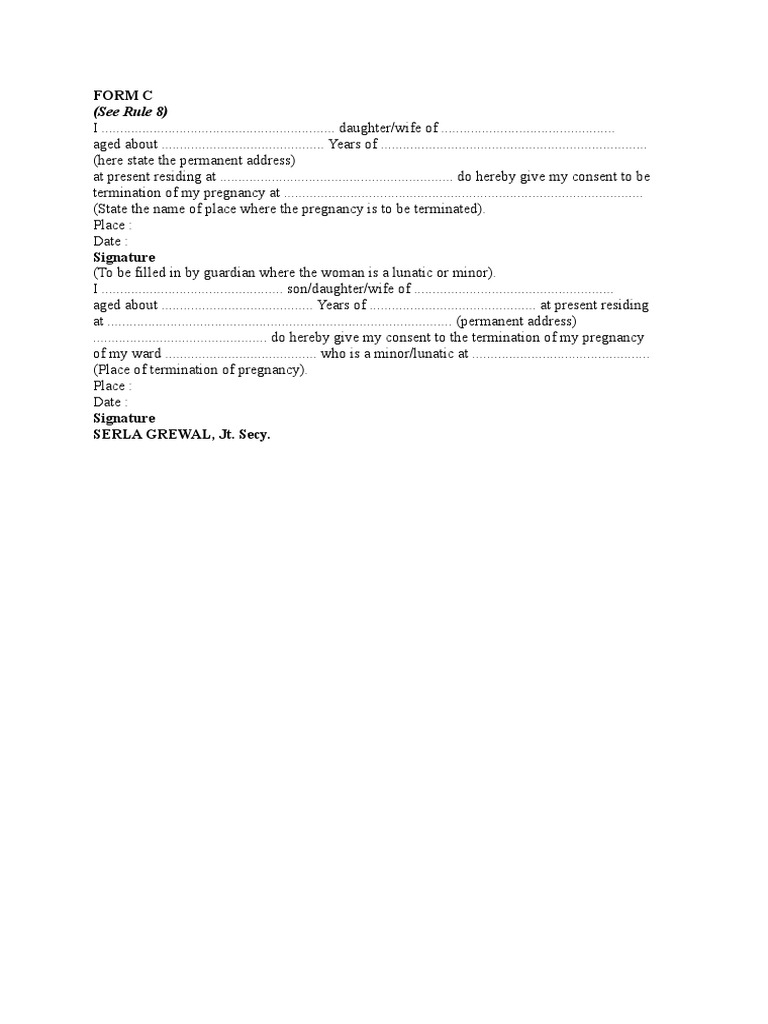 Government Forms and Records for the Termination of Pregnancy in India ...