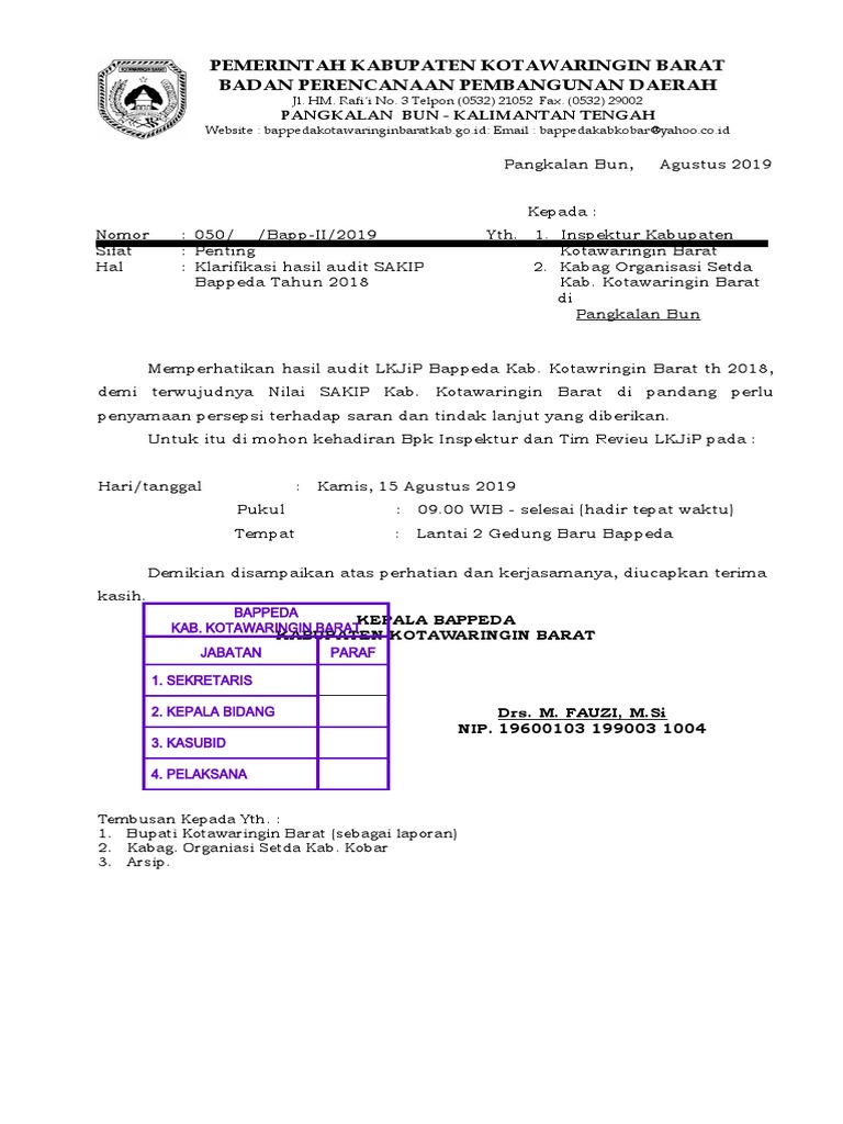 Surat Undangan Hasil Reviu SAKIP | PDF