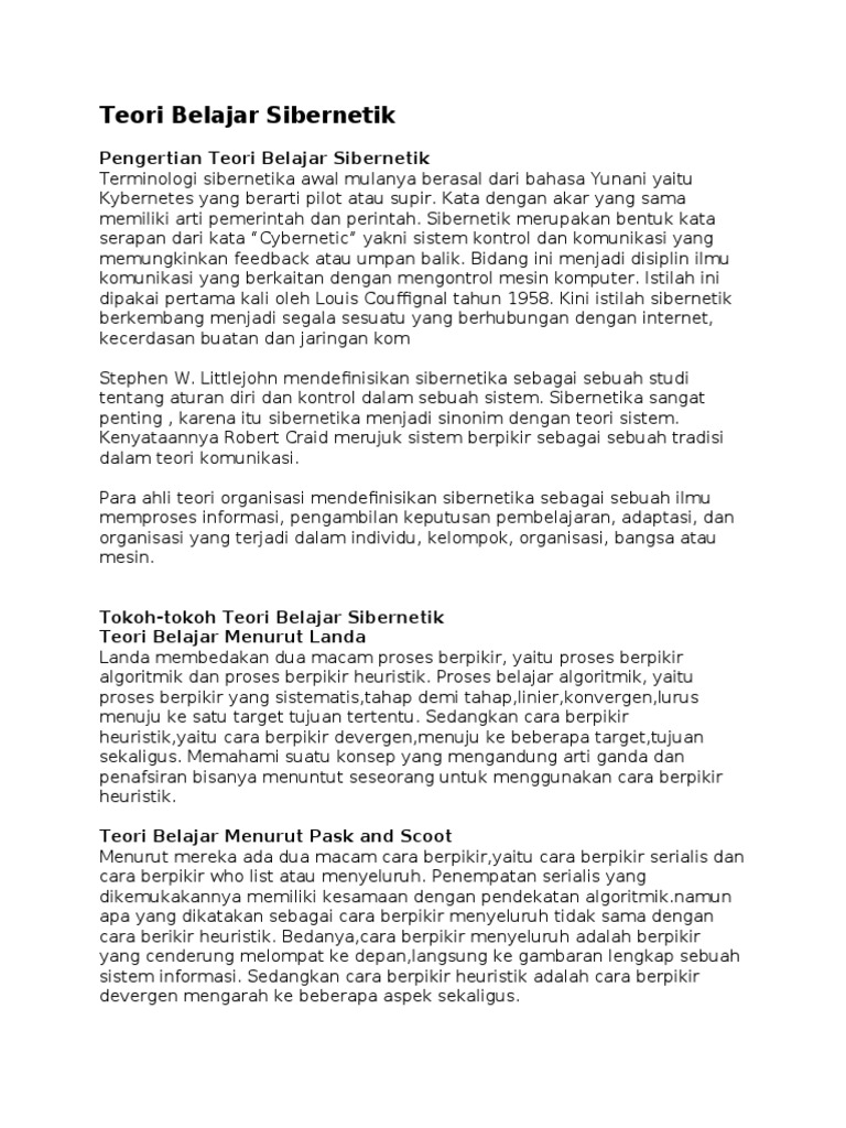 Teori Belajar Sibernetik | PDF | Komputer
