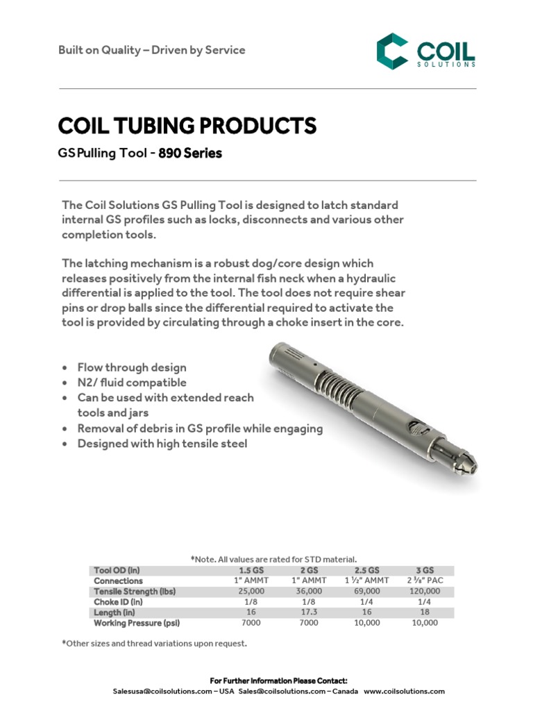 GS Pulling Tool 890 Series Spec | PDF