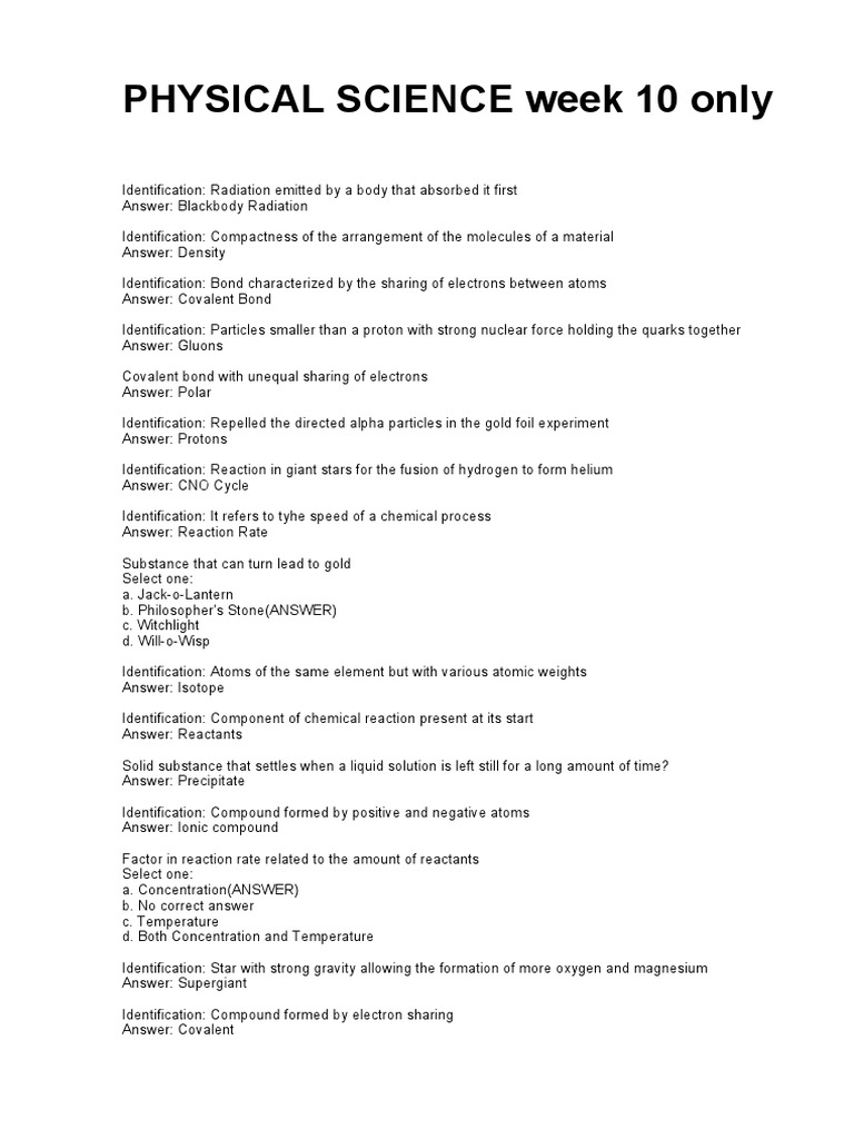 Key Concepts in Physical Science | PDF | Chemical Polarity | Chemical Bond