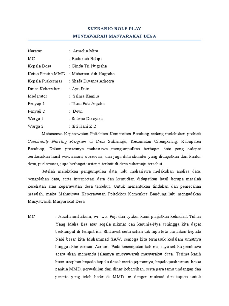 Skenario Role Play 1 | PDF