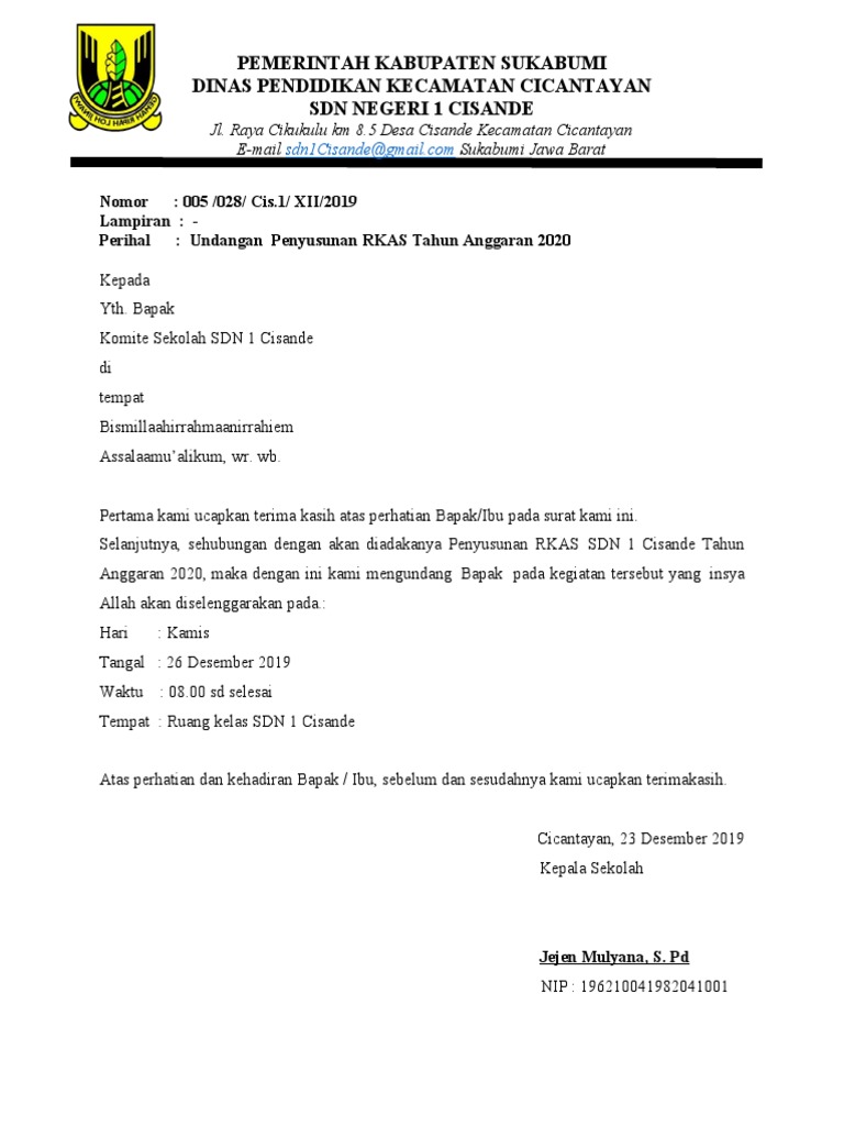 Surat Undangan Rapat Rkas | PDF