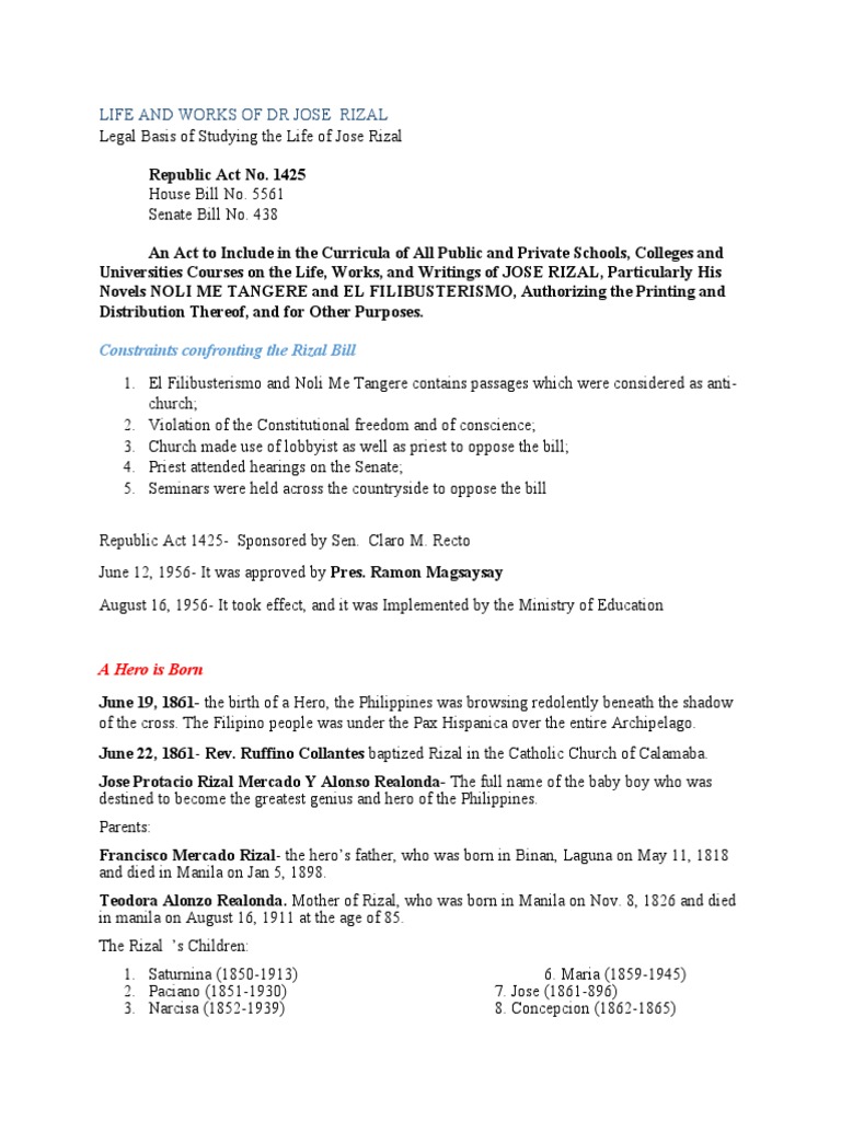 Life and Works of DR Jose Rizal | PDF