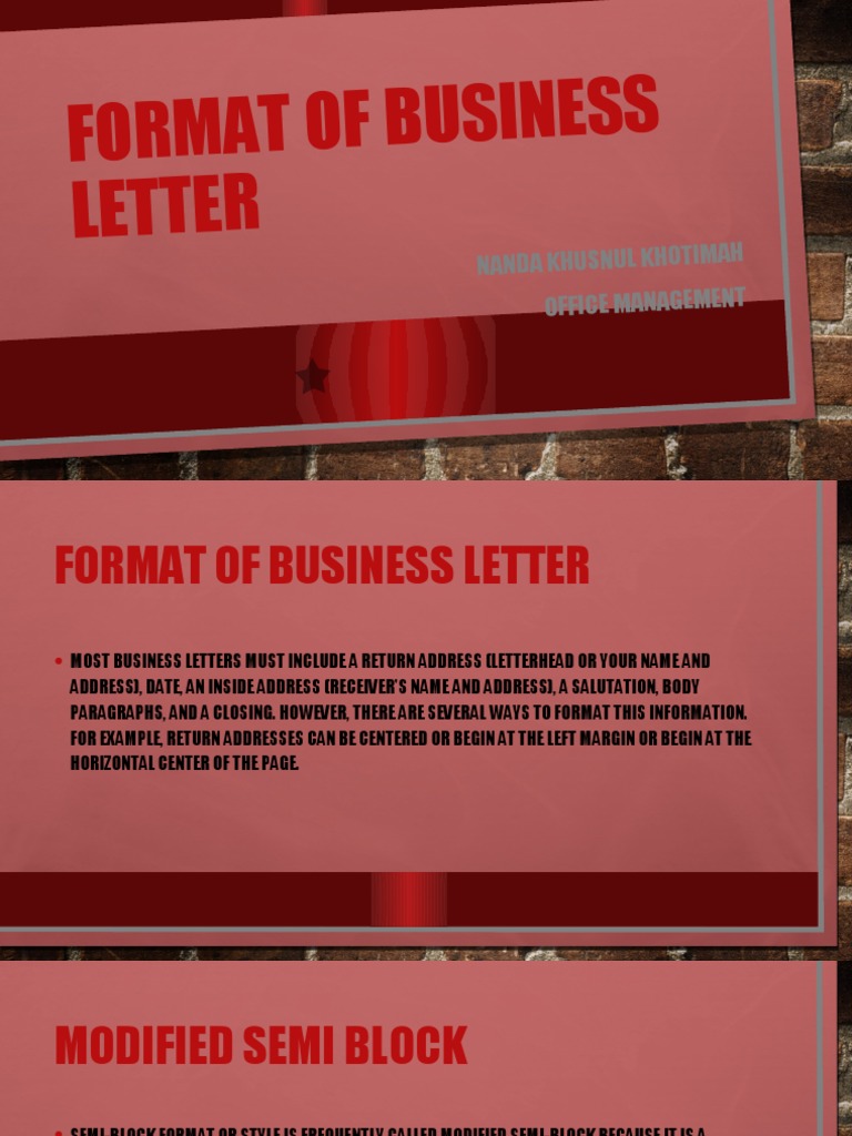 Format of Business Letter | PDF | Paragraph | Written Communication