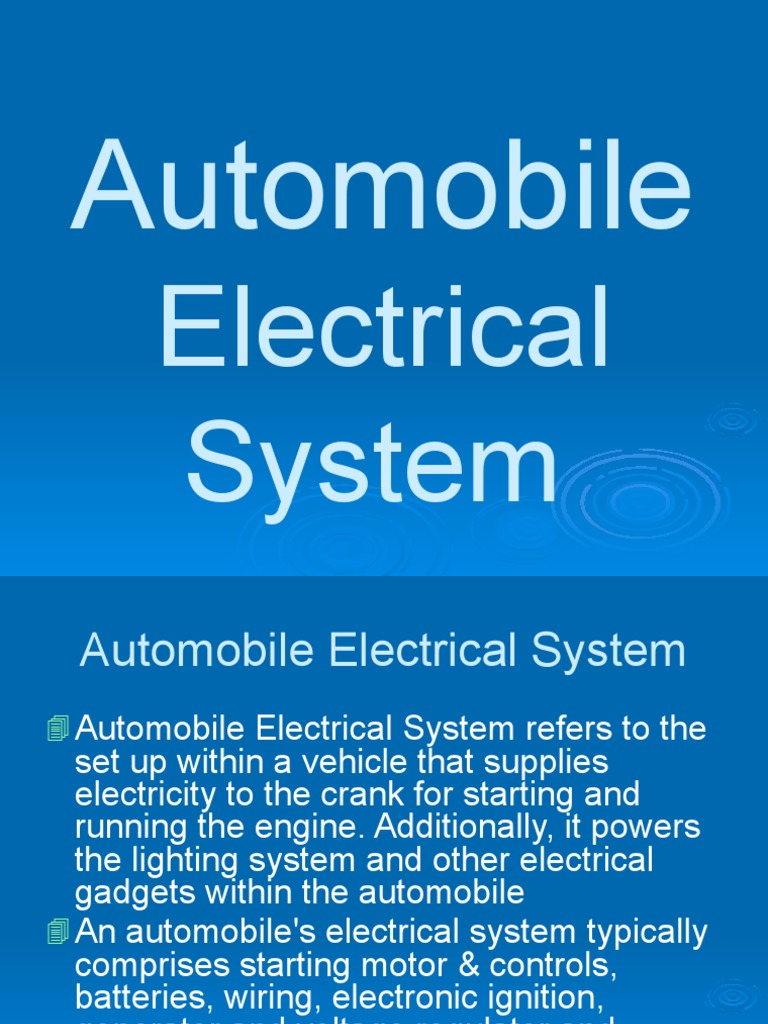 Overview of Automobile Electrical Systems | PDF | Ignition System ...