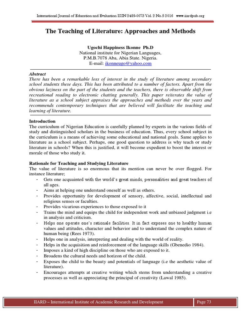 The Teaching of Literature PDF | PDF | Teachers | Reading Comprehension