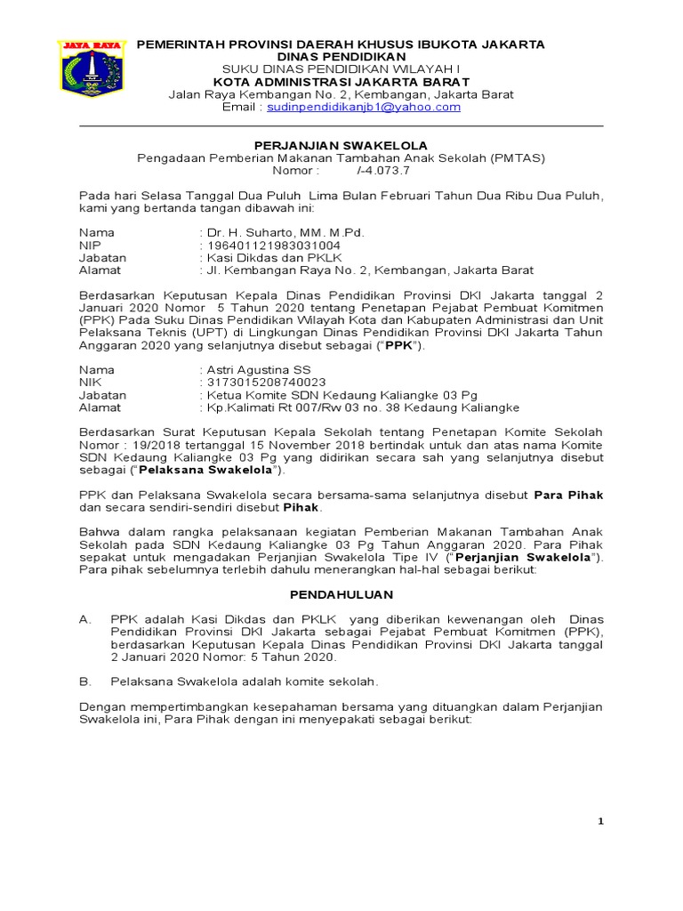 Perjanjian Swakelola Revisi1 | PDF