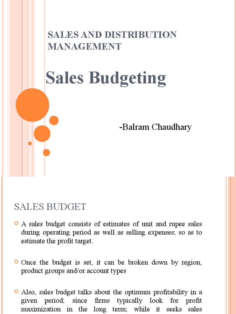 Sales Budgeting: Sales and Distribution Management | PDF | Sales | Budget