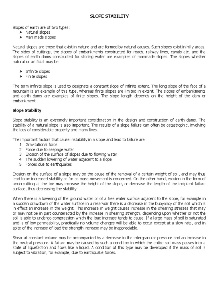Slope Stability Notes Final For Printing | PDF | Physical Sciences ...