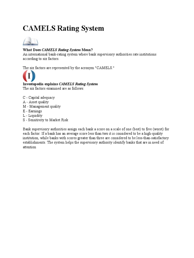 CAMELS Rating System | PDF | Reserve Bank Of India | Banks