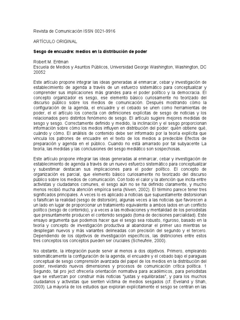 Entman 2007 | PDF | Parcialidad | Información