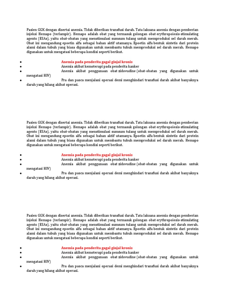 Injeksi Hemapo Pada GGK | PDF