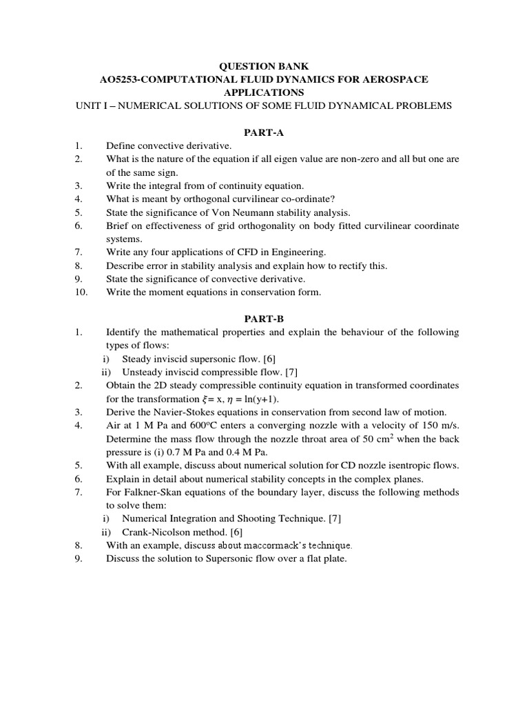 QB - CFD (U1 & U2) PDF | PDF | Fluid Dynamics | Equations