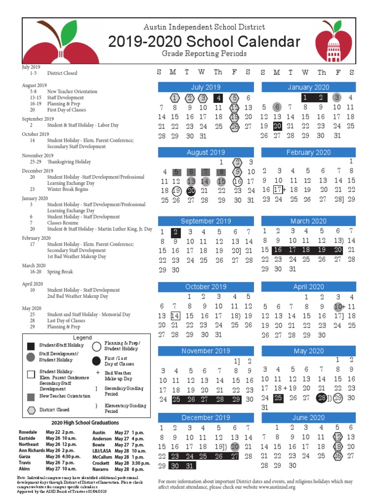 Aisd Calendar 2019 2020 | PDF | Tradiciones | Eventos de entretenimiento