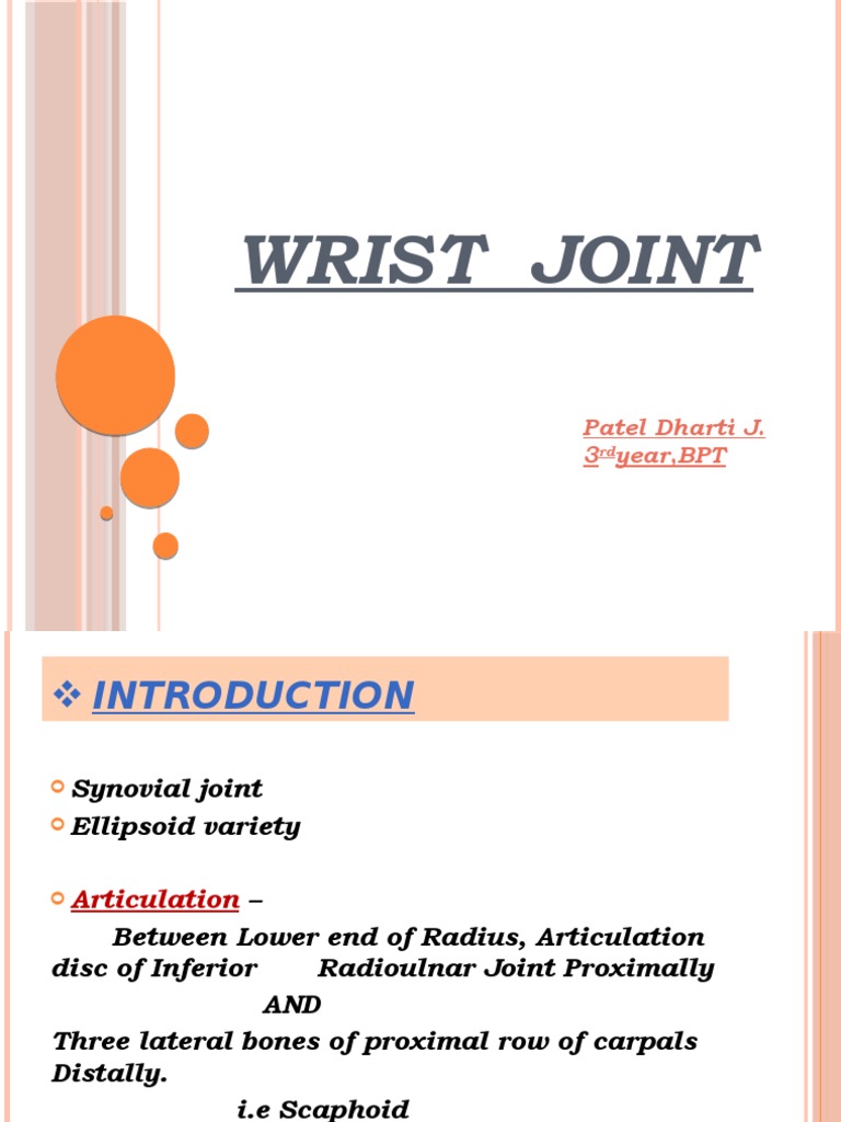Wrist Joint Special Tests Overview | PDF | Thumb | Hand