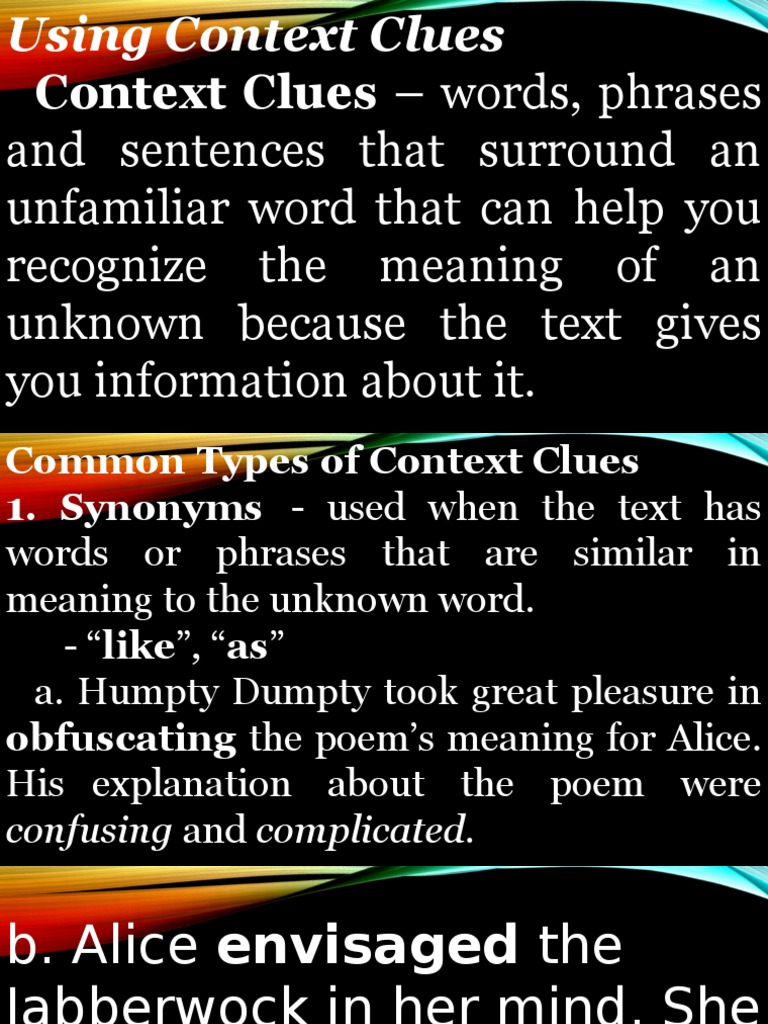 Context Clues Activity 1 | PDF