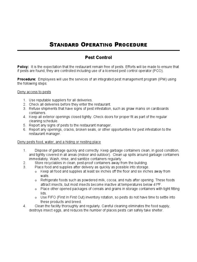 SOP Pest Control | PDF | Pest Control | Pesticide