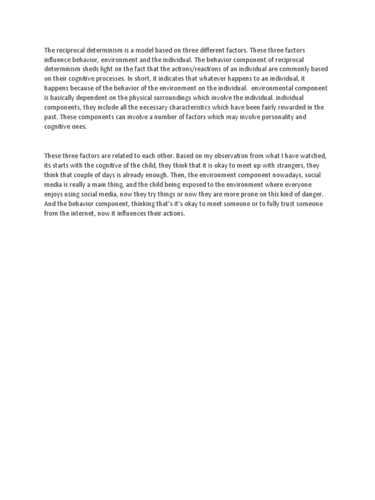 Understanding Reciprocal Determinism | PDF | Career & Growth | Science ...