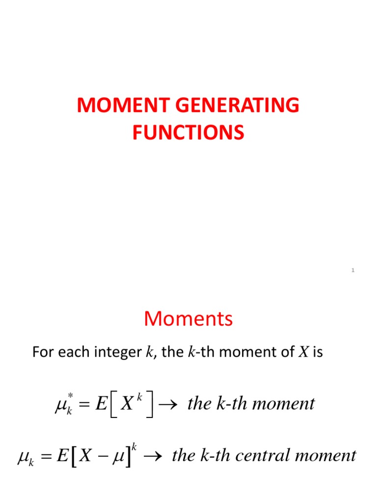 Moment Generating Functions Overview | PDF | Probability Distribution ...