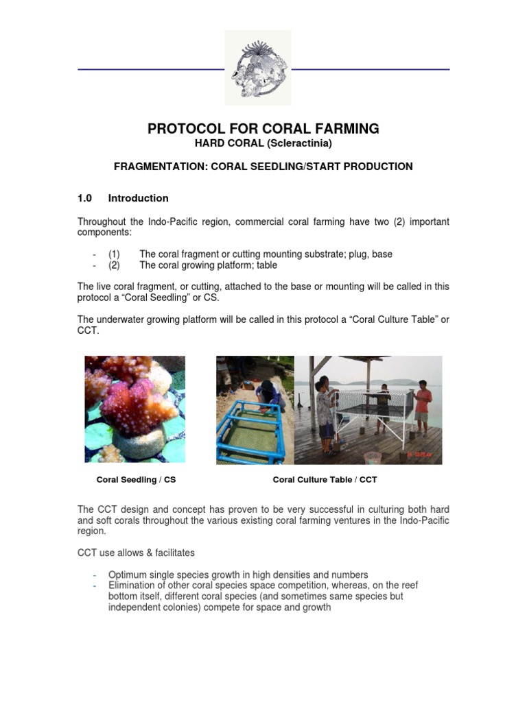 Coral Farm Protocol 01 | PDF | Coral Reef | Coral