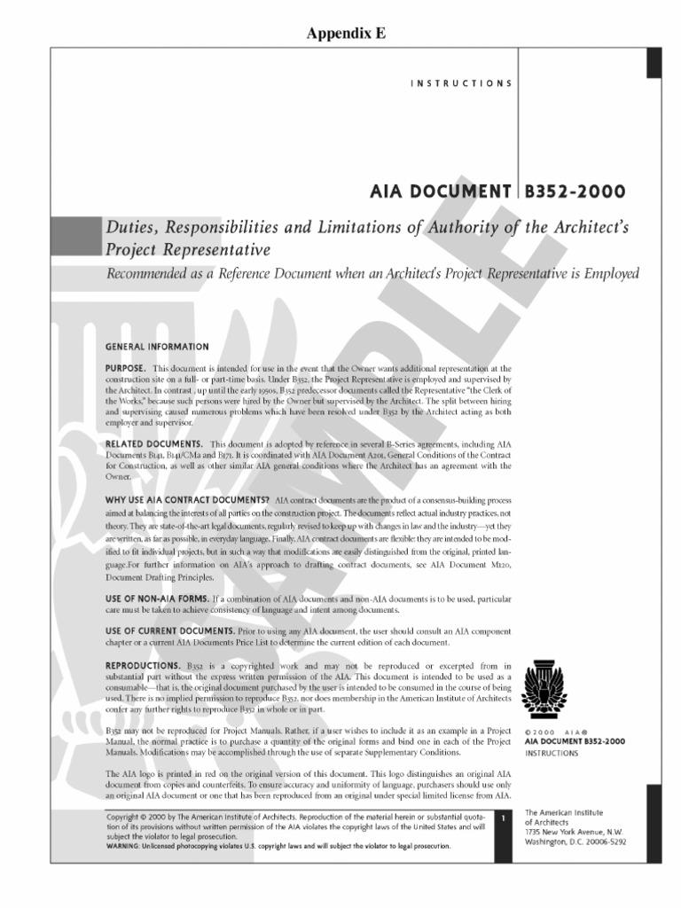Aia B352-2000 | PDF | Architect | General Contractor