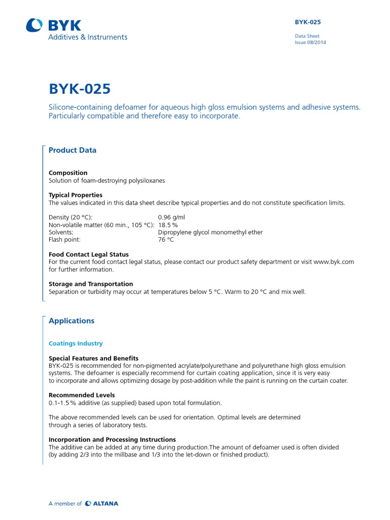 TDS Byk-025 en | PDF | Paint | Industrial Processes