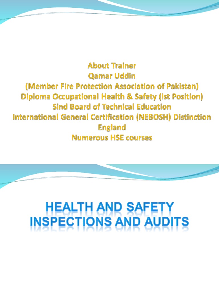HSE Audits & Inspections | PDF | Occupational Safety And Health | Regulatory Compliance