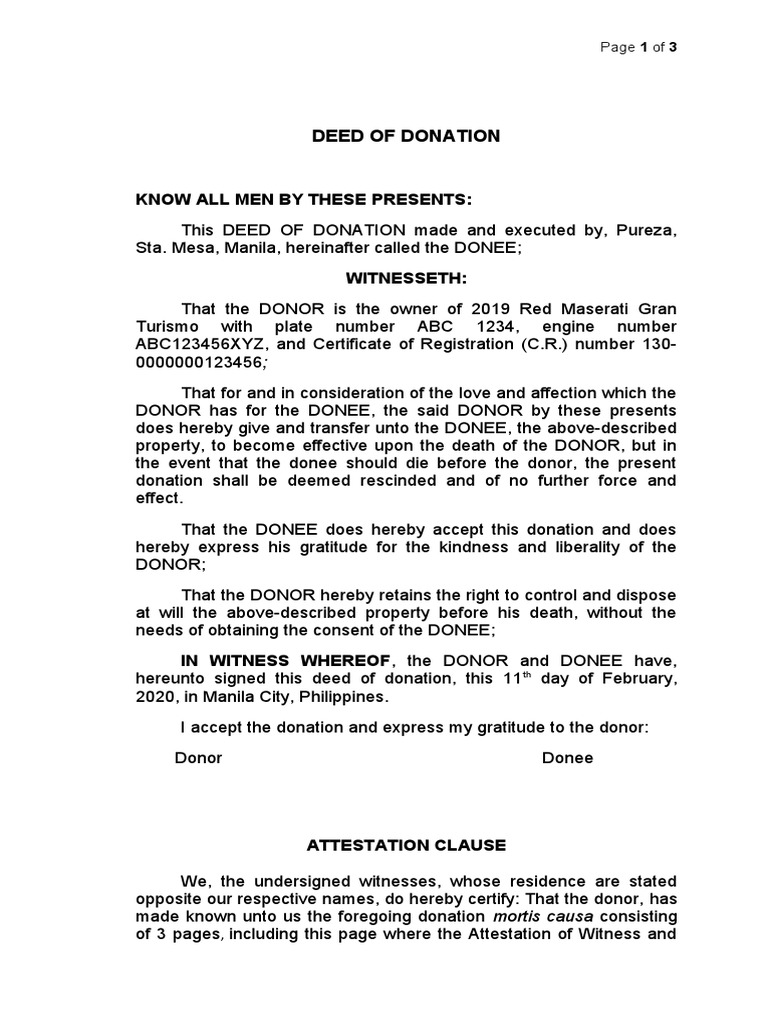Deed of Donation 2 | PDF | Property Law | Virtue