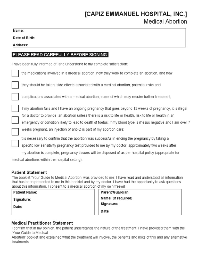 Fake Abortion Form Template | PDF | Abortion | Informed Consent