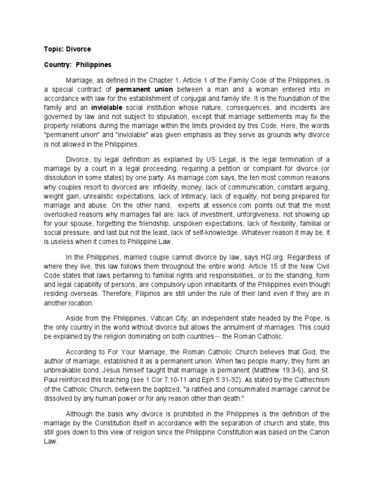 Position Paper by PAT - DIVORCE | PDF | Marriage | Divorce