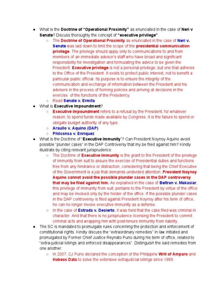 Key Doctrines in Constitutional Law | PDF | Habeas Corpus | Separation ...