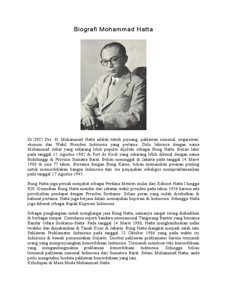 Biografi Mohammad Hatta | PDF