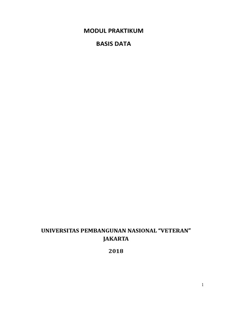 MODUL PRAKTIKUM BASIS DATA I Upn | PDF | Komputer | Teknologi & Rekayasa